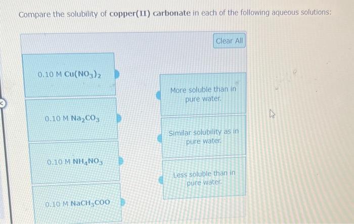 Solved Compare the solubility of copper(II) carbonate in | Chegg.com