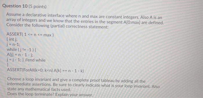 Solved Question 10 (5 points) Assume a declarative interface | Chegg.com