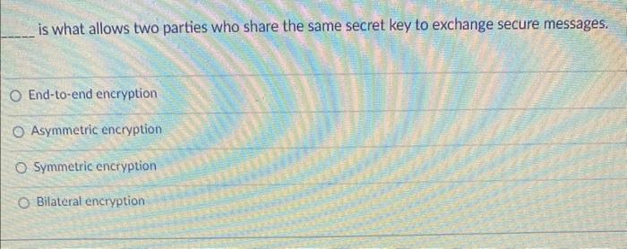 Solved is what allows two parties who share the same secret | Chegg.com