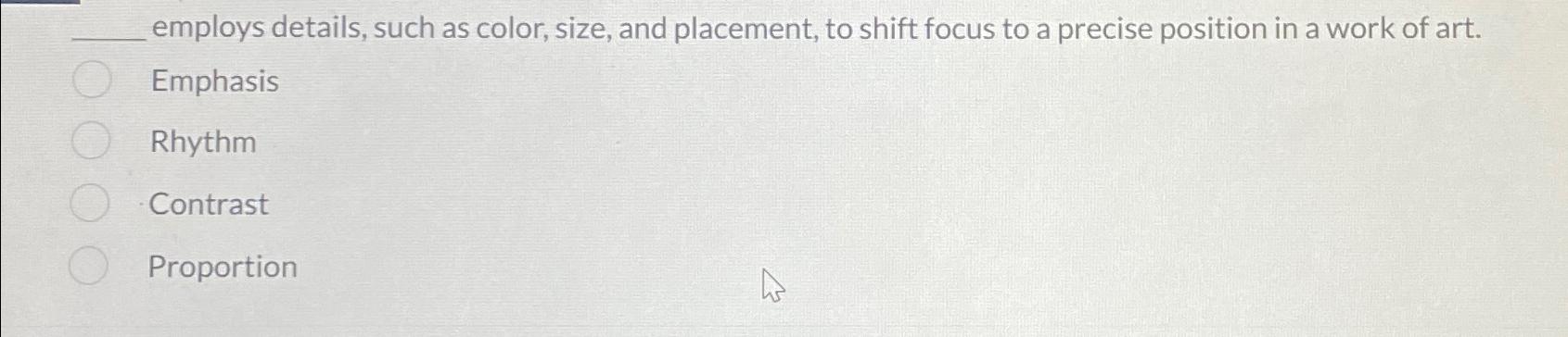 Solved employs details, such as color, size, and placement, | Chegg.com