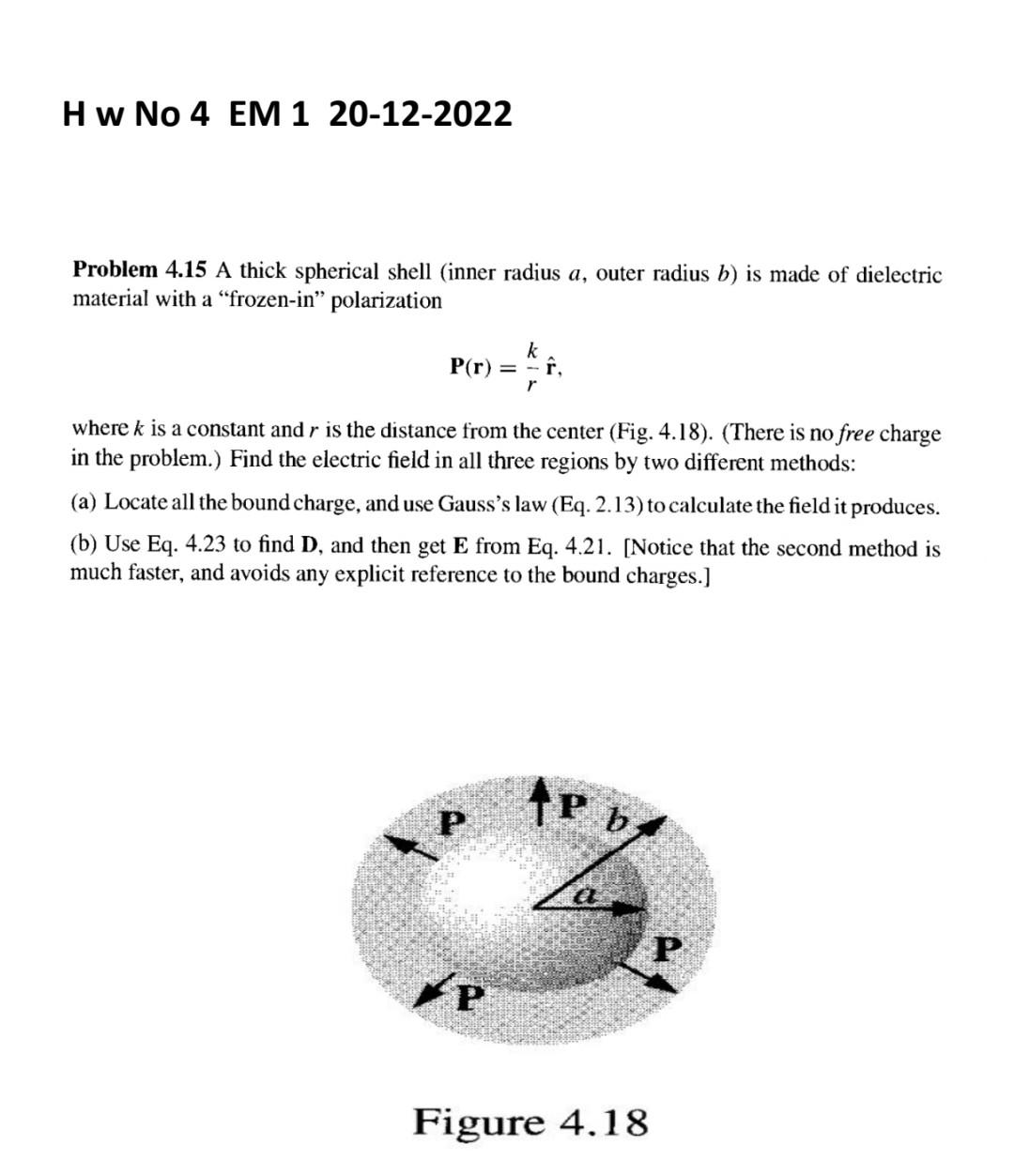 Solved H W No 4 Em 1 20 12 2022 Problem 4 15 A Thick