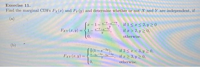 Find the marginal CDFs FX(x) and FY(y) and determine | Chegg.com