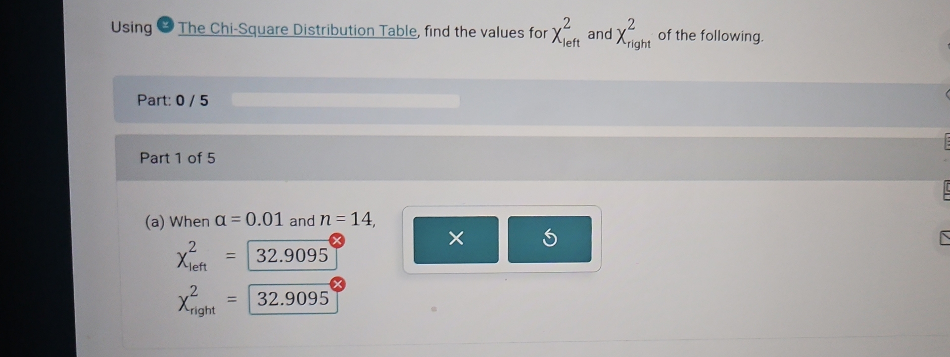 Solved Using ?:' ﻿The Chi-Square Distribution Table, find | Chegg.com
