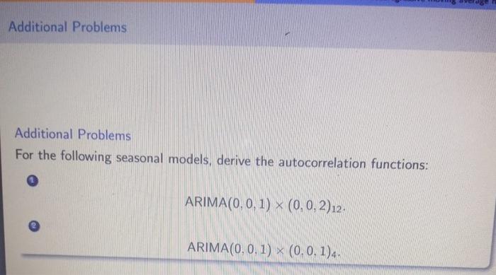 Solved Additional Problems For the following seasonal | Chegg.com