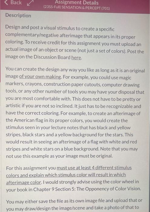 Solved Description Design and post a visual stimulus to | Chegg.com