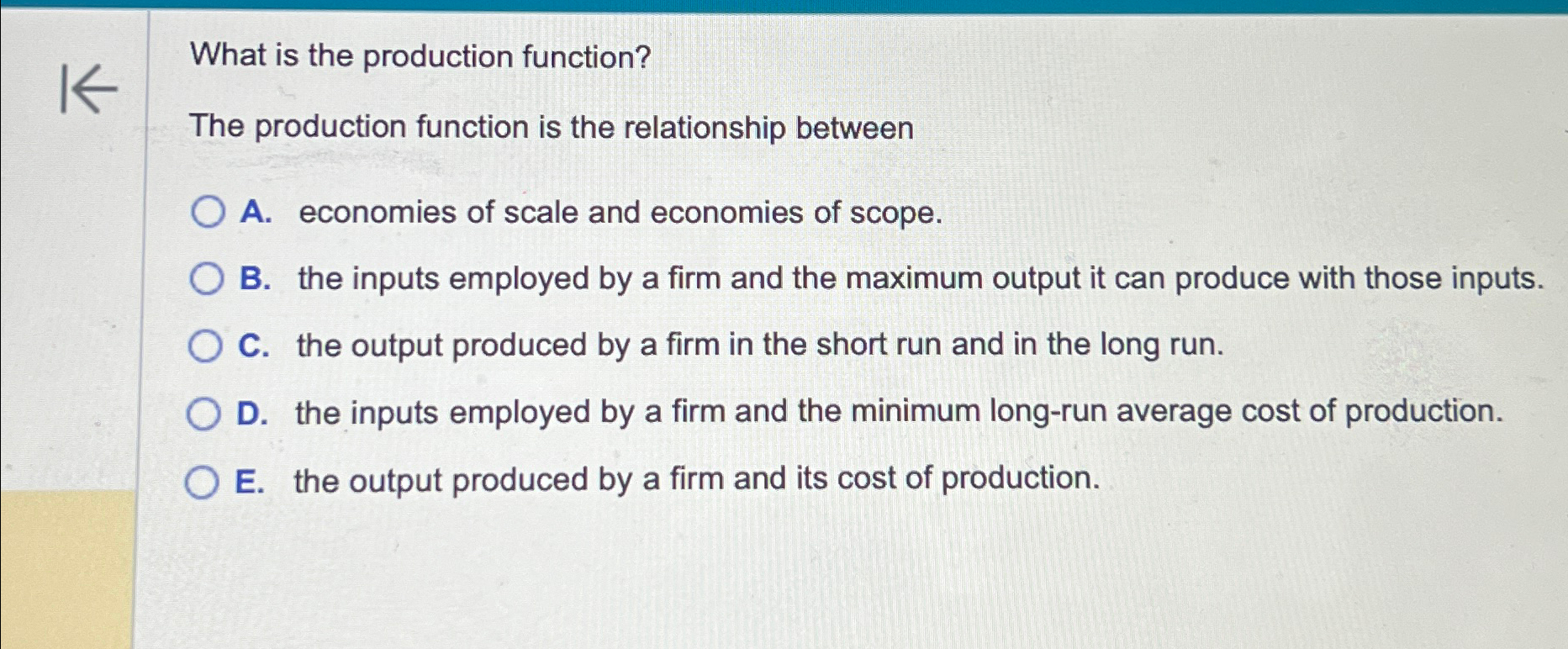 Solved What is the production function?The production | Chegg.com