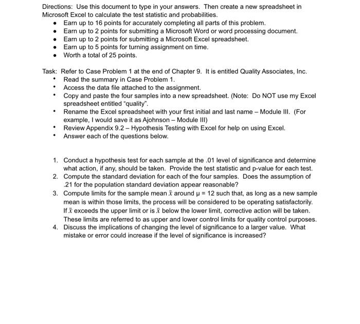Solved Directions: Use this document to type in your | Chegg.com