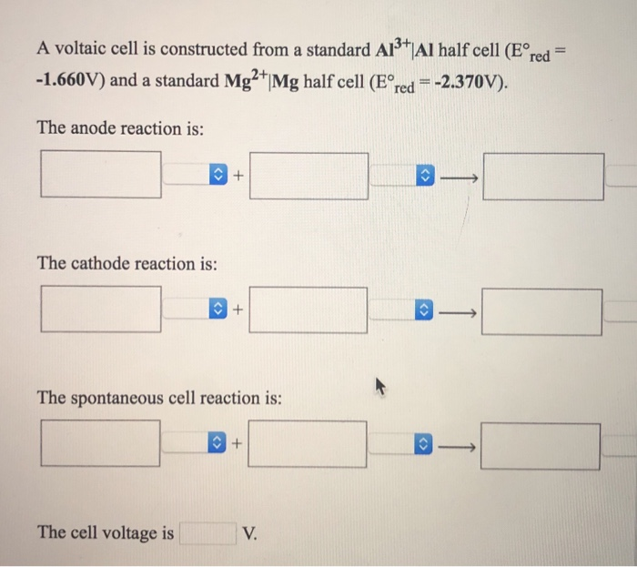 Solved A voltaic cell is constructed from a standard AP+Al | Chegg.com
