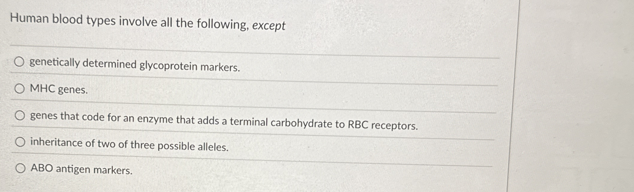 Solved Human blood types involve all the following, | Chegg.com