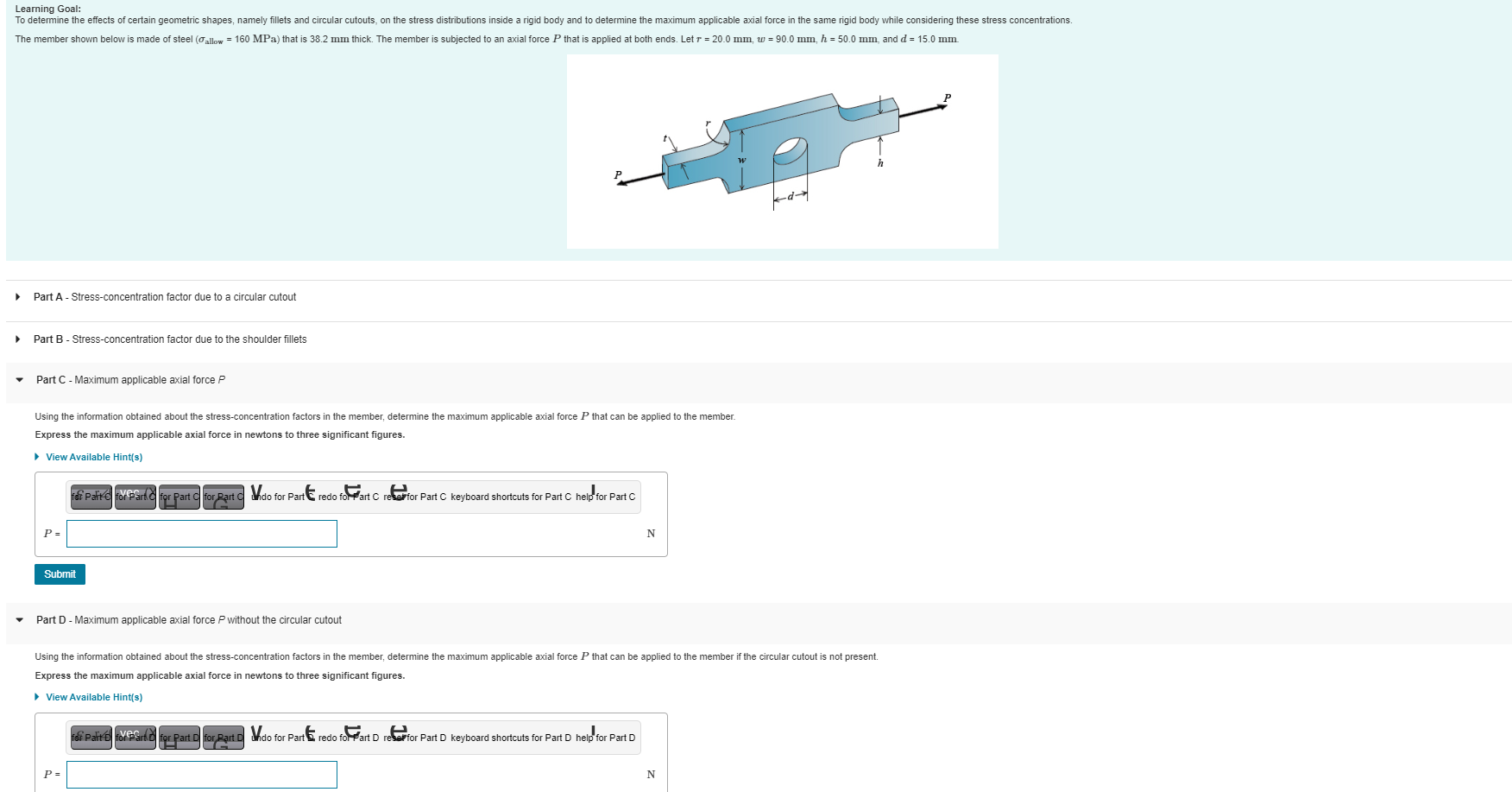 Solved Learning Goal:The member shown below is made of steel | Chegg.com