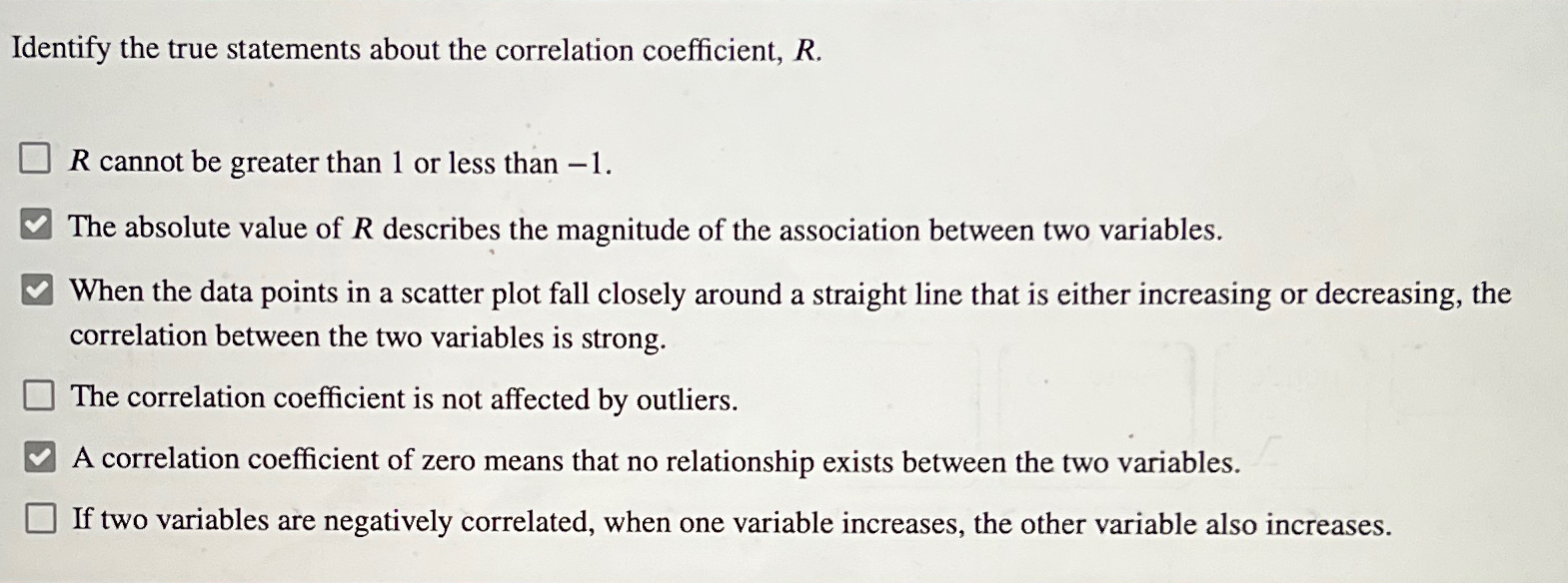 Solved Identify the true statements about the correlation | Chegg.com