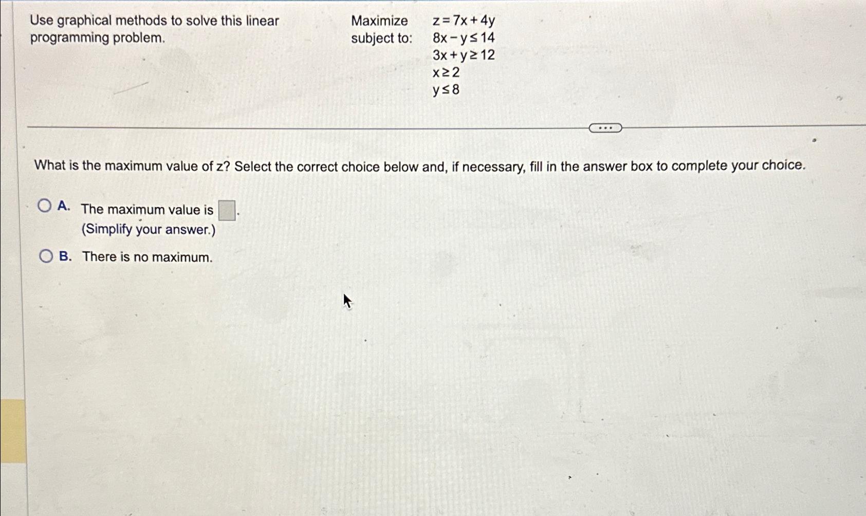 Solved Use Graphical Methods To Solve This Linear 