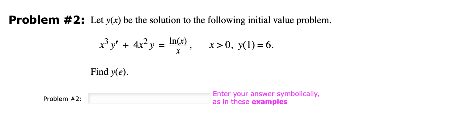 Solved Problem #2: Let y(x) ﻿be the solution to the | Chegg.com