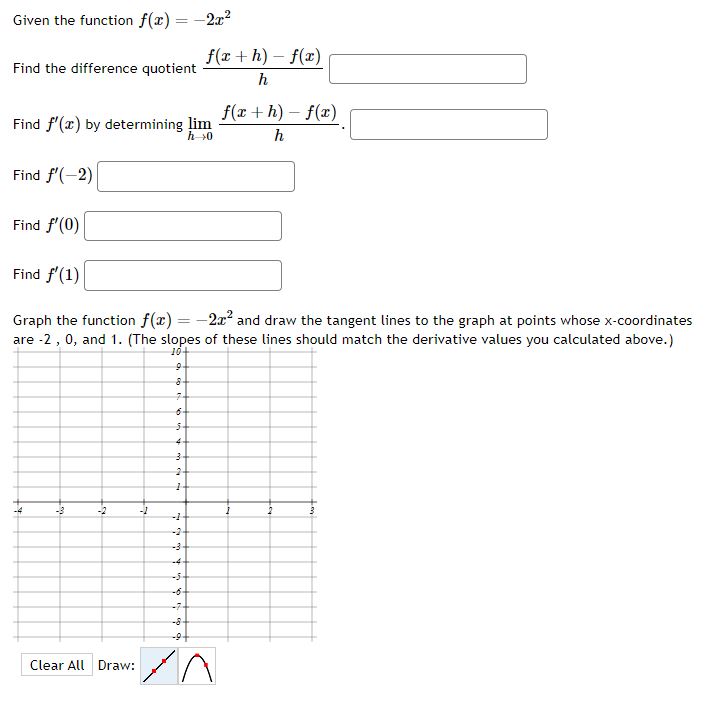 Solved Graph the function f(x)=-2x2 ﻿and draw the tangent | Chegg.com