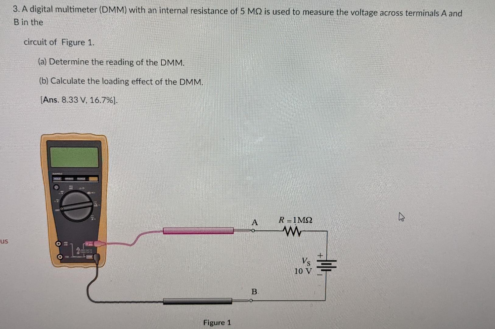 Solved 3. A digital multimeter (DMM) with an internal | Chegg.com