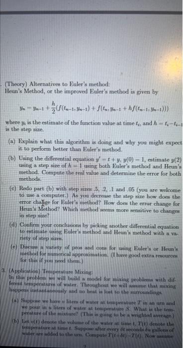 (Theory) Alternatives to Euler's method: Heun's | Chegg.com
