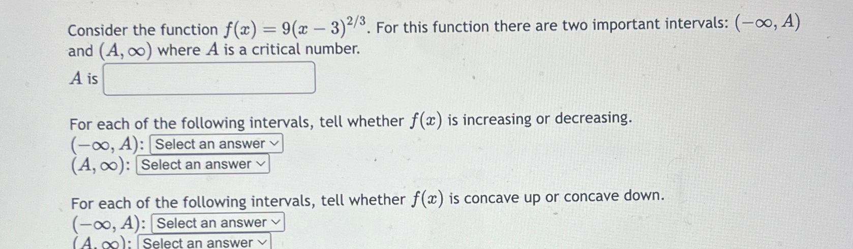 Solved Consider the function f(x)=9(x-3)23. ﻿For this | Chegg.com