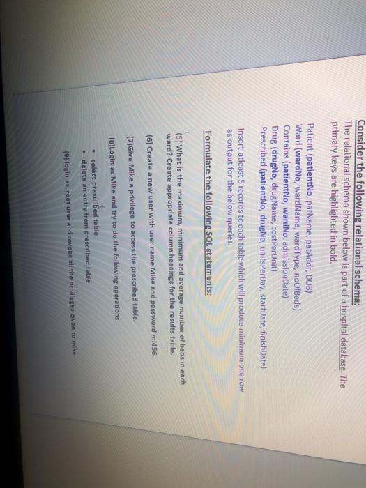 Solved Consider The Following Relational Schema The Chegg