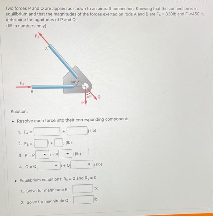 Solved Two forces P and Q are applied as shown to an | Chegg.com