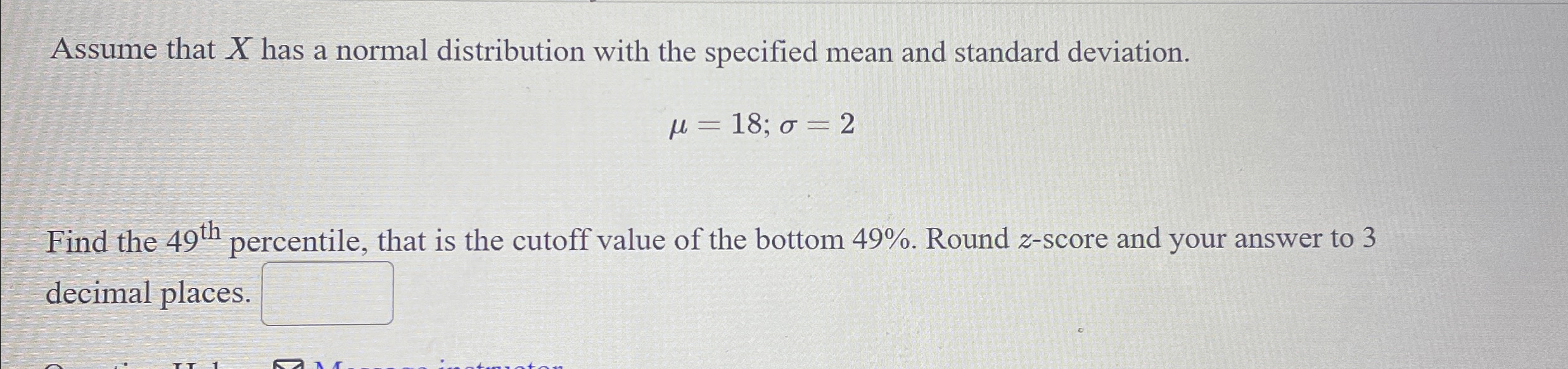 Solved Assume that x ﻿has a normal distribution with the | Chegg.com