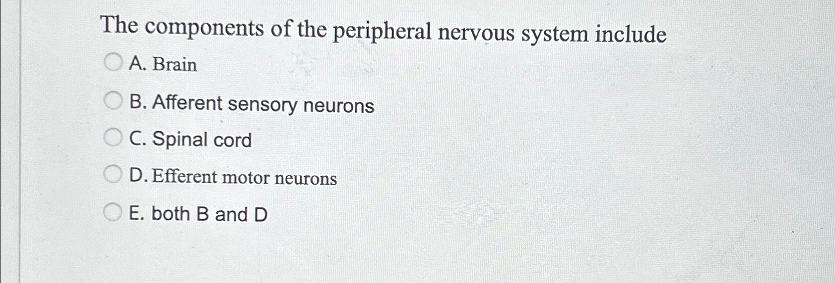 Solved The components of the peripheral nervous system | Chegg.com