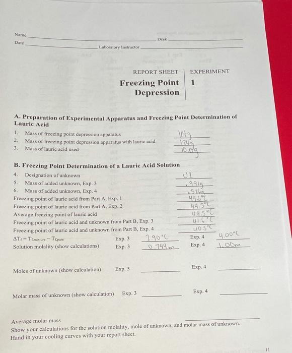 Solved Name Date Desk Laboratory Instructor REPORT SHEET | Chegg.com