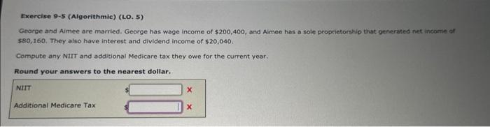 Solved Exercise 9-5 (Algorithmic) (LO. 5) George and Aimee | Chegg.com