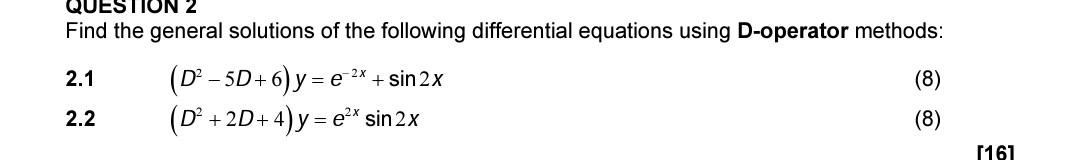 Solved Find the general solutions of the following | Chegg.com