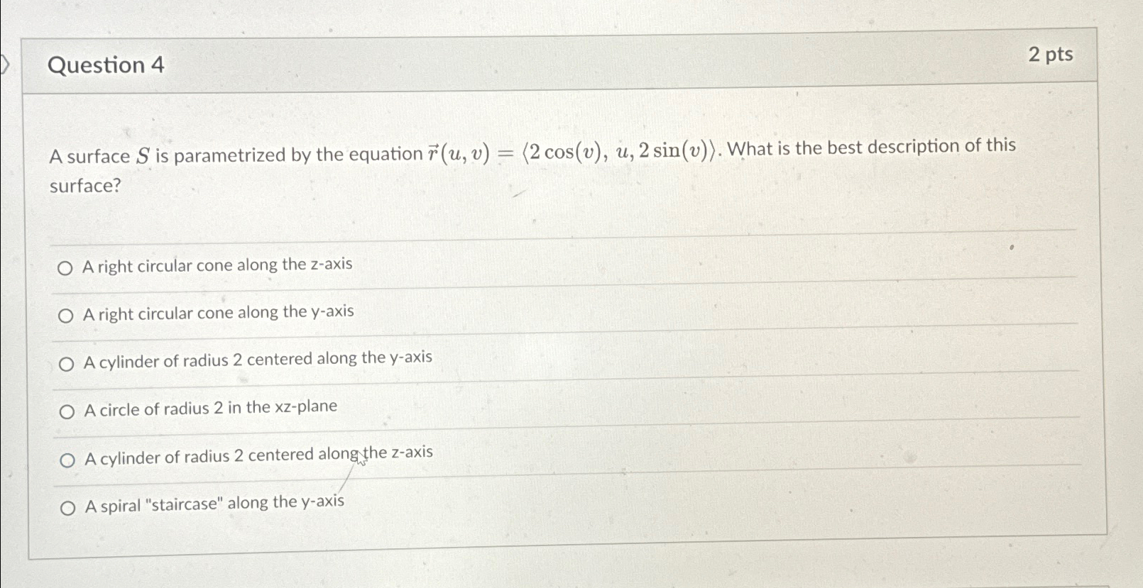 Solved Question 42ptsA surface S ﻿is parametrized by the | Chegg.com