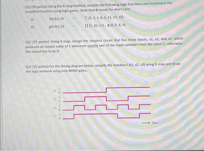Solved Q1/ (50 points) Using the K-map method, simplify the | Chegg.com