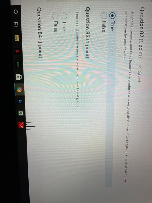 Solved Question 82 (1 point) Saved Sinkholes, caverns, and | Chegg.com