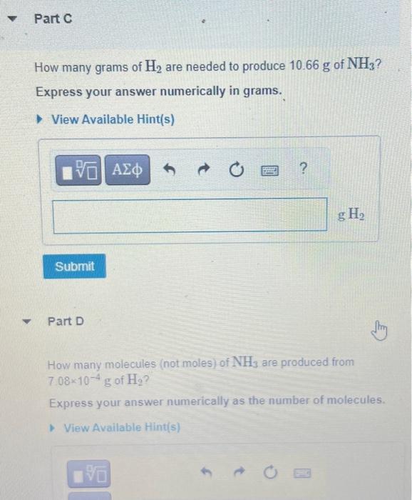 Solved How many grams of H2 are needed to produce 10.66 g of | Chegg.com