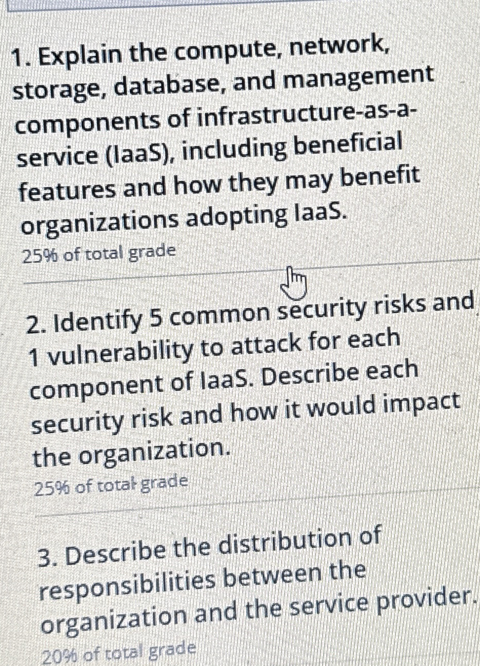 Solved Explain the compute, network, storage, database, and | Chegg.com