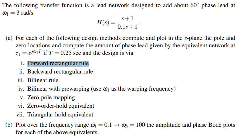 The following transfer function is a lead network | Chegg.com