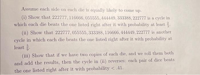 2. A variation of the Efron dice discussed in class | Chegg.com