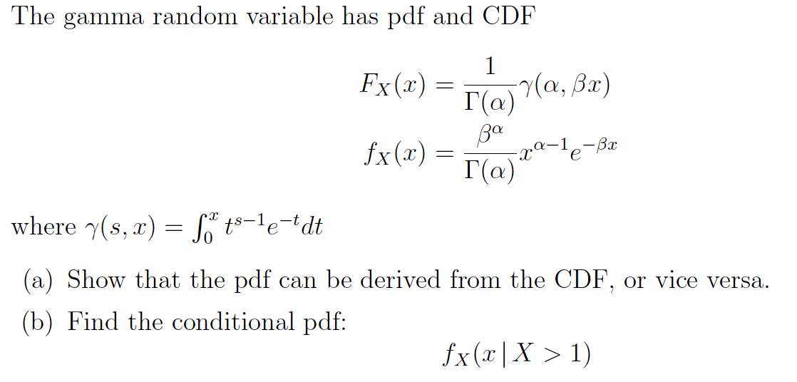 The Gamma Random Variable Has Pdf And 