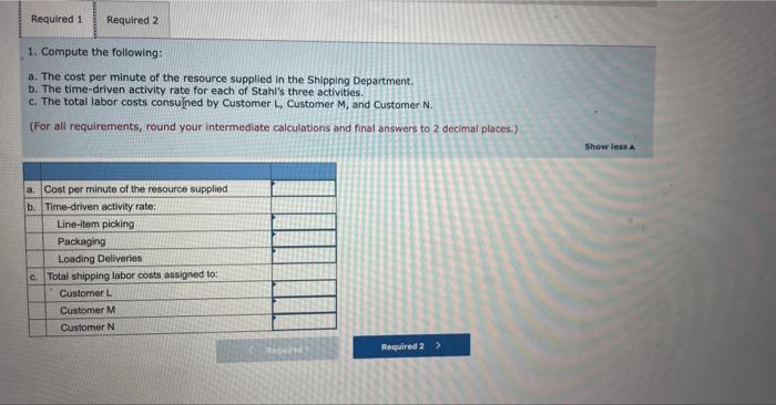 Solved Stahl Company is conducting a time-driven | Chegg.com