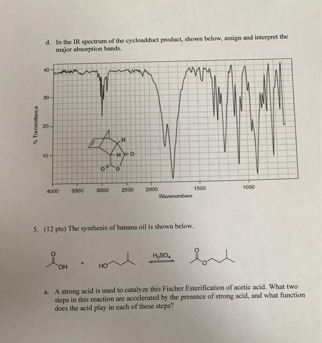 Solved d. In the IR spectrum of the cycloadduct product, | Chegg.com