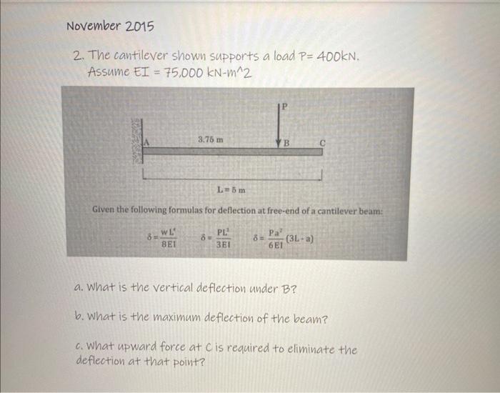 Solved 2. The cantilever shown supports a load p=400kN. | Chegg.com