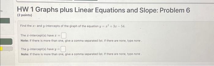 Solved HW 1 Graphs plus Linear Equations and Slope: Problem | Chegg.com