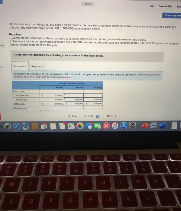 Solved Saved Help Save & Exit Sut Check my wo Harris Company | Chegg.com