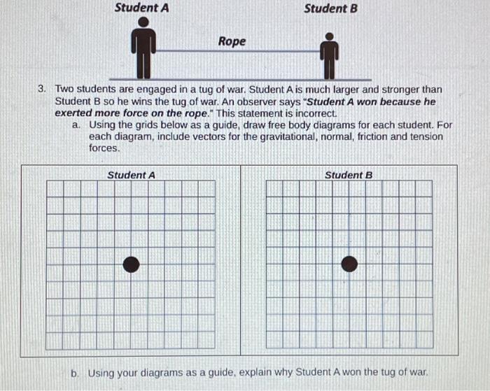 Solved 3. Two students are engaged in a tug of war. Student | Chegg.com