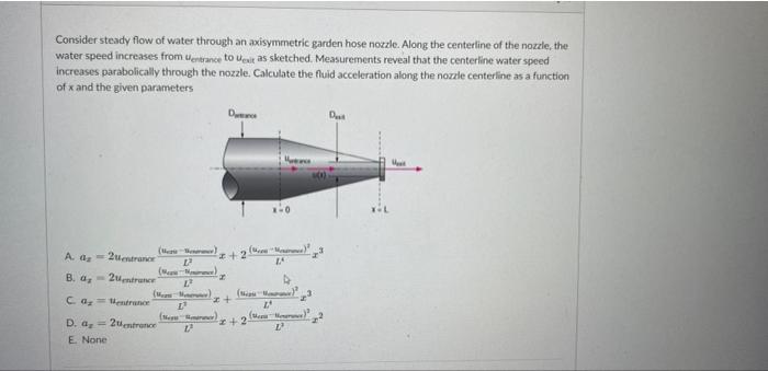Solved Consider steady flow of water through an axisymmetric | Chegg.com