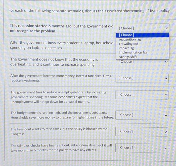 Solved For each of the following separate scenarios, discuss | Chegg.com