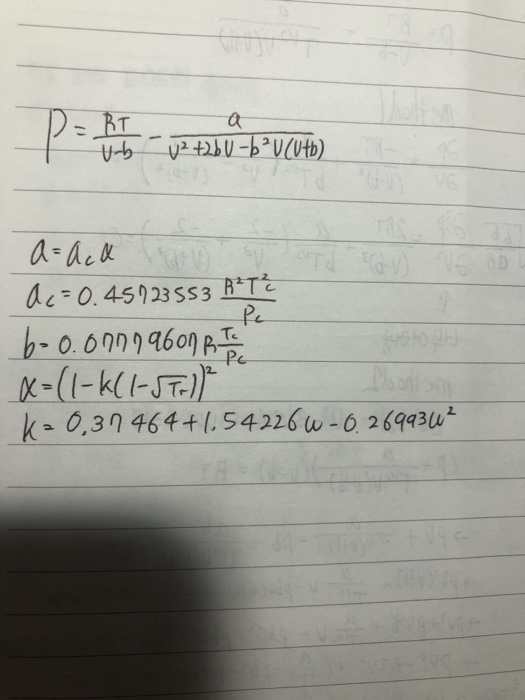 Solved peng robinson equation of state | Chegg.com