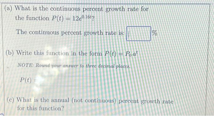 Solved (a) What is the continuous percent growth rate for | Chegg.com