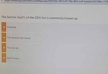 The Section 5(a)(1) ﻿of the OSH Act is commonly known | Chegg.com
