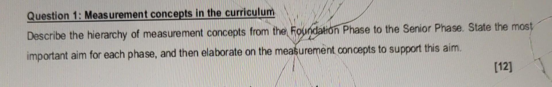 Solved Question 1: Measurement concepts in the curriculum | Chegg.com