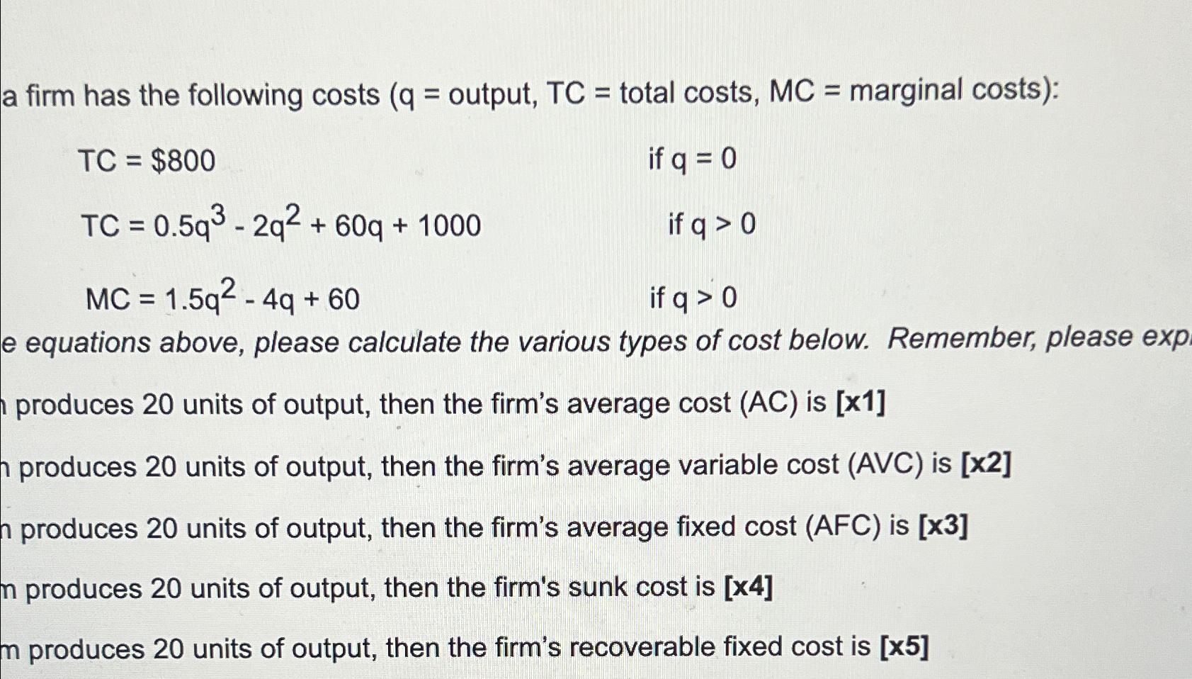 Solved a firm has the following costs output, TC= ﻿total | Chegg.com