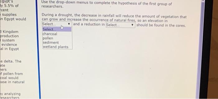 Solved Use the drop-down menus to complete the hypothesis of | Chegg.com